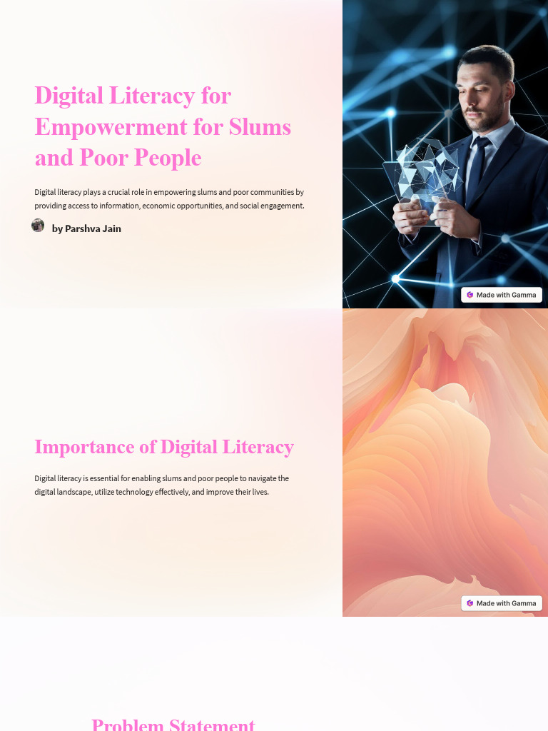Digital Literacy For Empowerment For Slums and Poor People | PDF ...