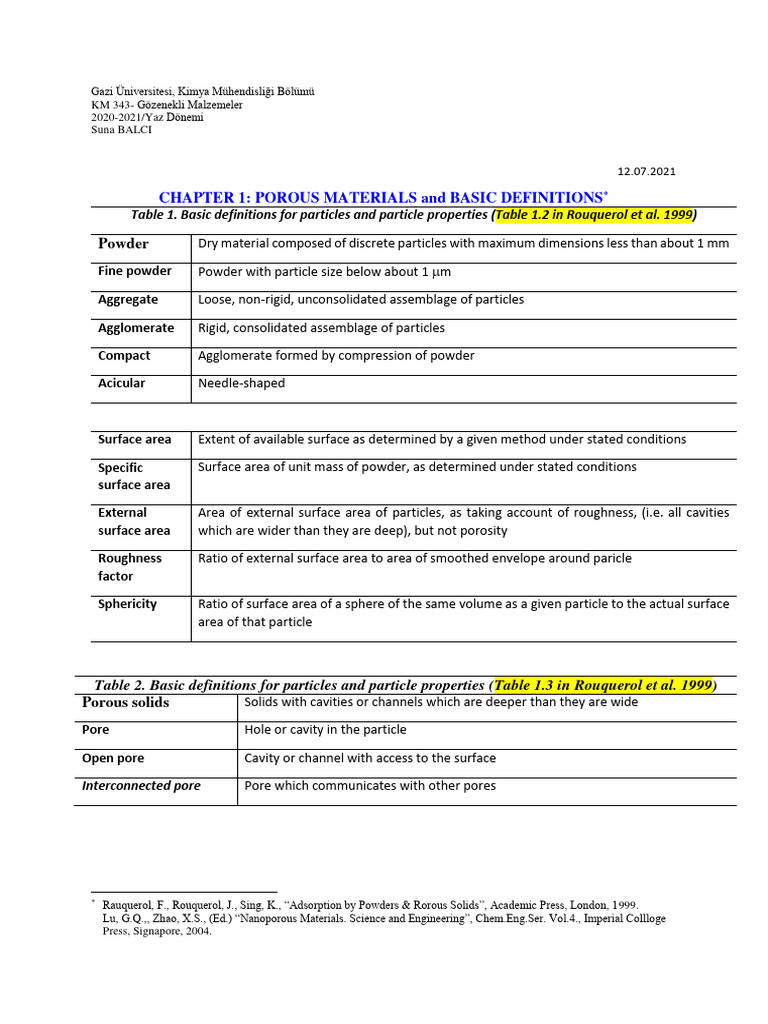 Bolum 1-Ek Dosya | PDF | Porosity | Adsorption