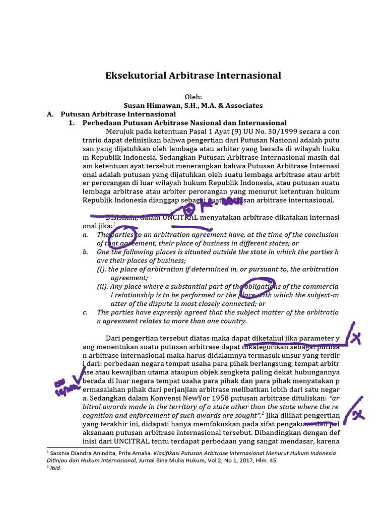 Eksekutorial Putusan Arbitrase Internasional | PDF