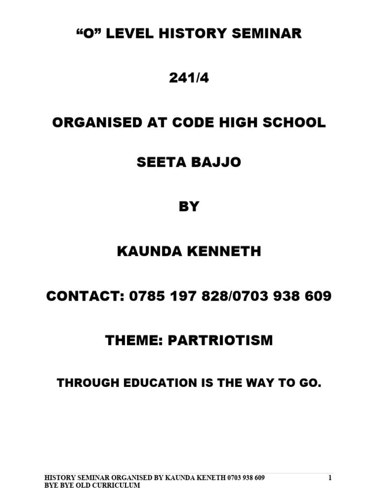 O LEVEL HISTORY SEMINAR | PDF | Second Boer War | Zulu Kingdom