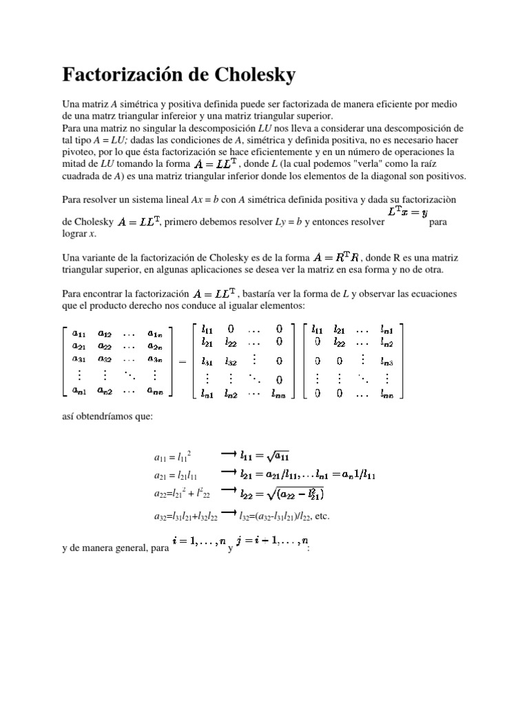 Factorización de Cholesky | PDF