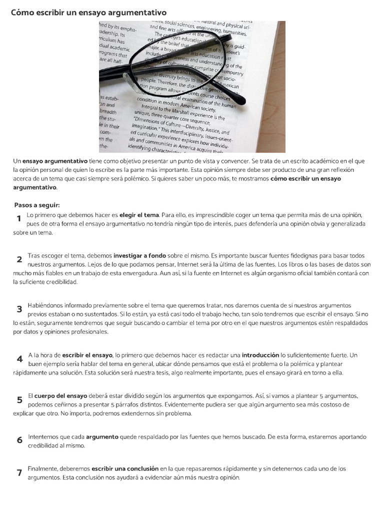 Cómo Escribir Un Ensayo Argumentativo | PDF