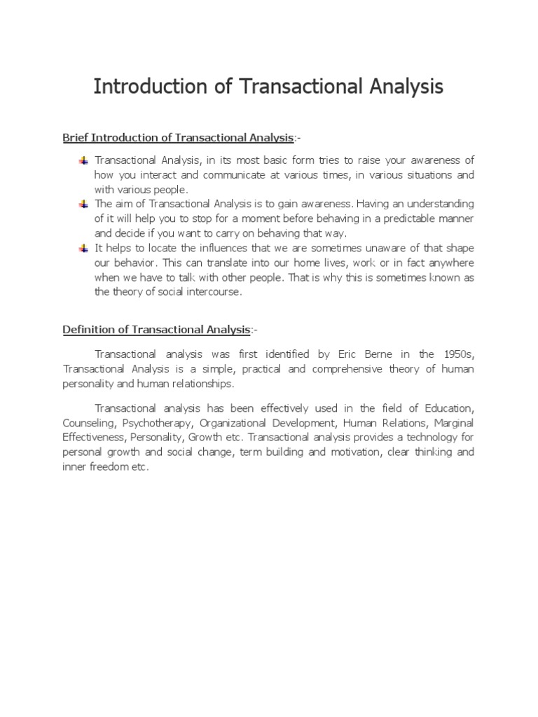 Introduction to Transactional Analysis | PDF | Organization Development ...