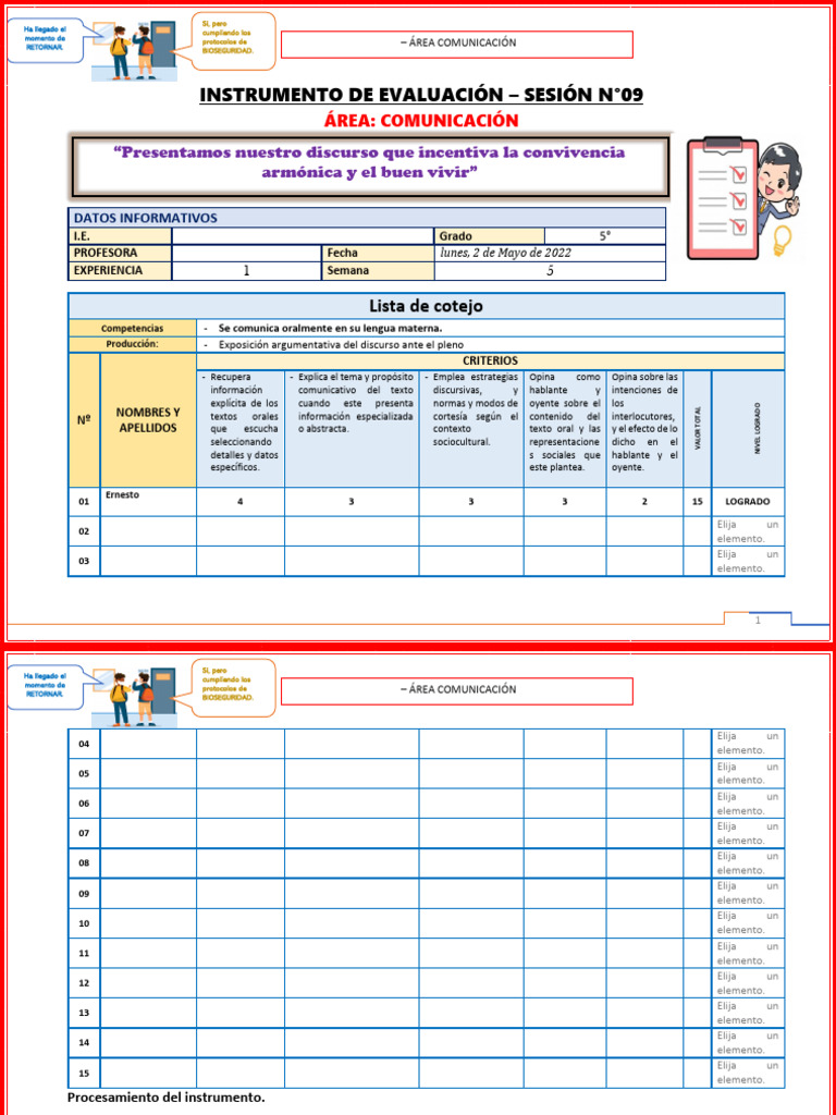 5° Instrumento Sesión 9-Sem.5-Exp.1-Com | PDF | Comunicación humana