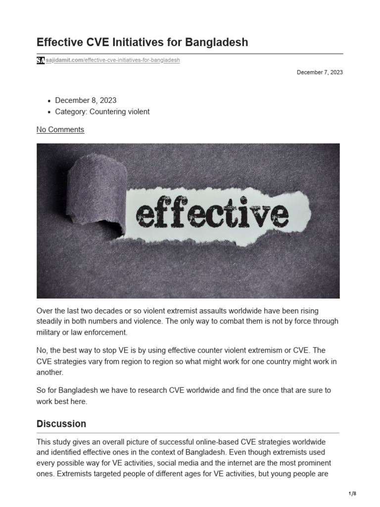 Effective Cve Initiatives For Bangladesh Pdf Social Media Popular 3758