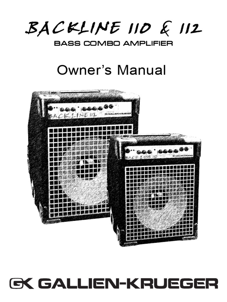 Gallien Krueger Backline 112 Operation Manual | PDF | Amplifier | Equalization (Audio)