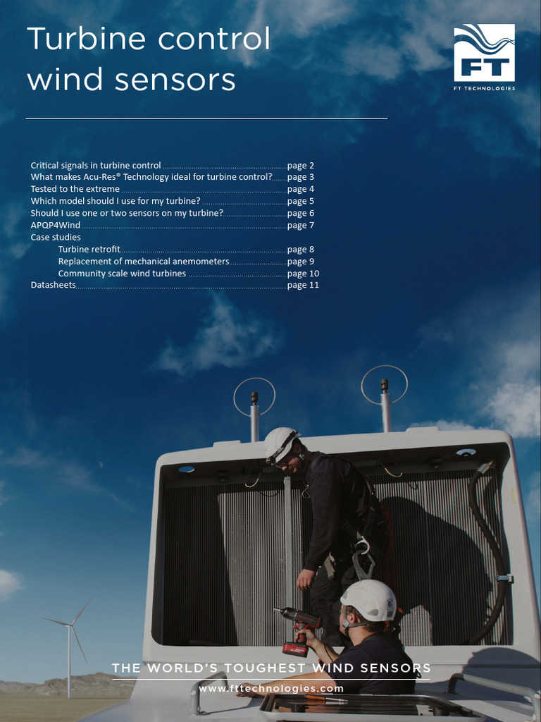 Wind Turbine Control Sensor Brochure FT Technologies | PDF | Wind Turbine | Wind Speed