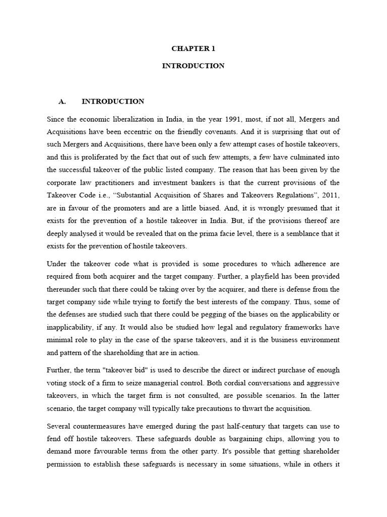 Chapter 1 | PDF | Takeover | Stocks