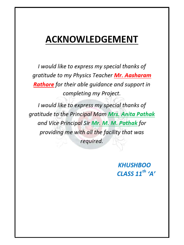 Acknowledgement | PDF | Science & Mathematics | Technology & Engineering