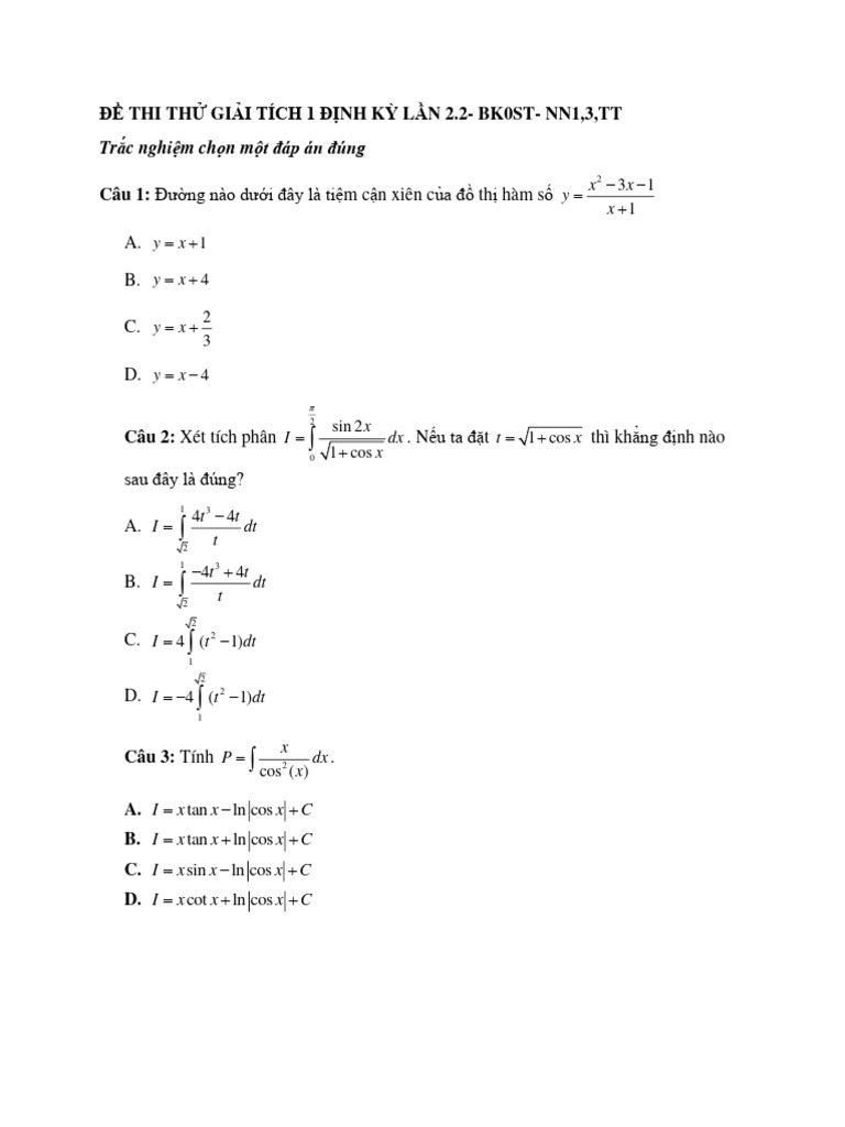 ĐỀ GT1 NN1,3,CTTT | PDF