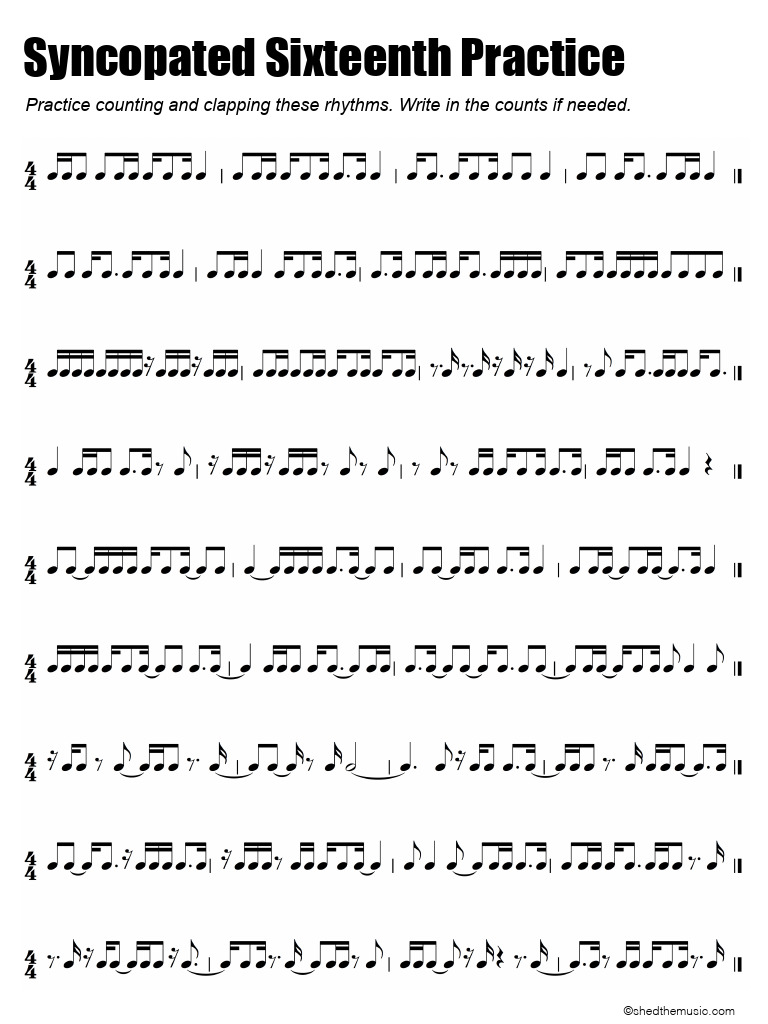 Syncopated Sixteenth Note Rhythms | PDF