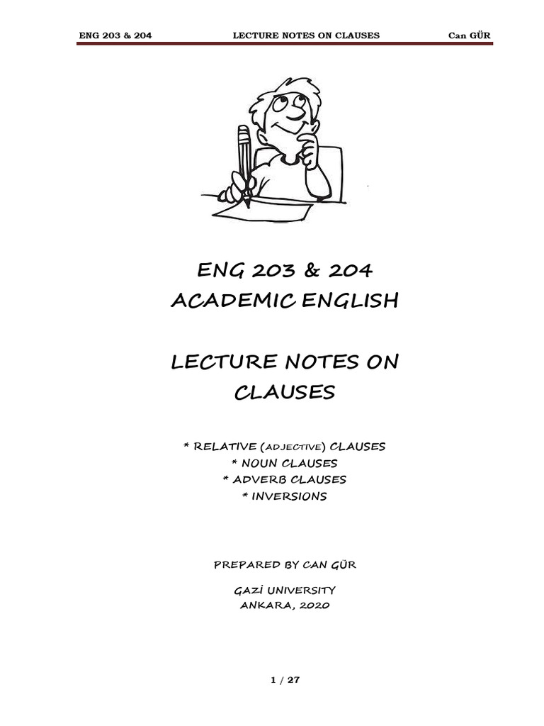 Eng 203 Clauses 2020-21 | Download Free PDF | Clause | Subject (Grammar)