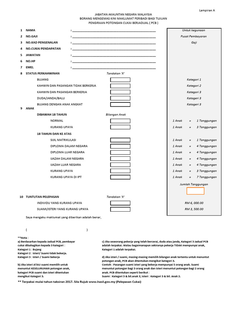 9-Borang Potongan Cukai Berjadual (PCB) | PDF