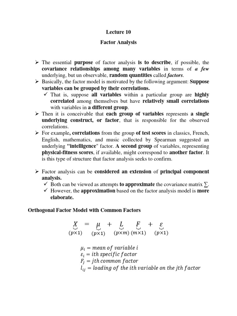 Lecture 10 | PDF | Factor Analysis | Principal Component Analysis