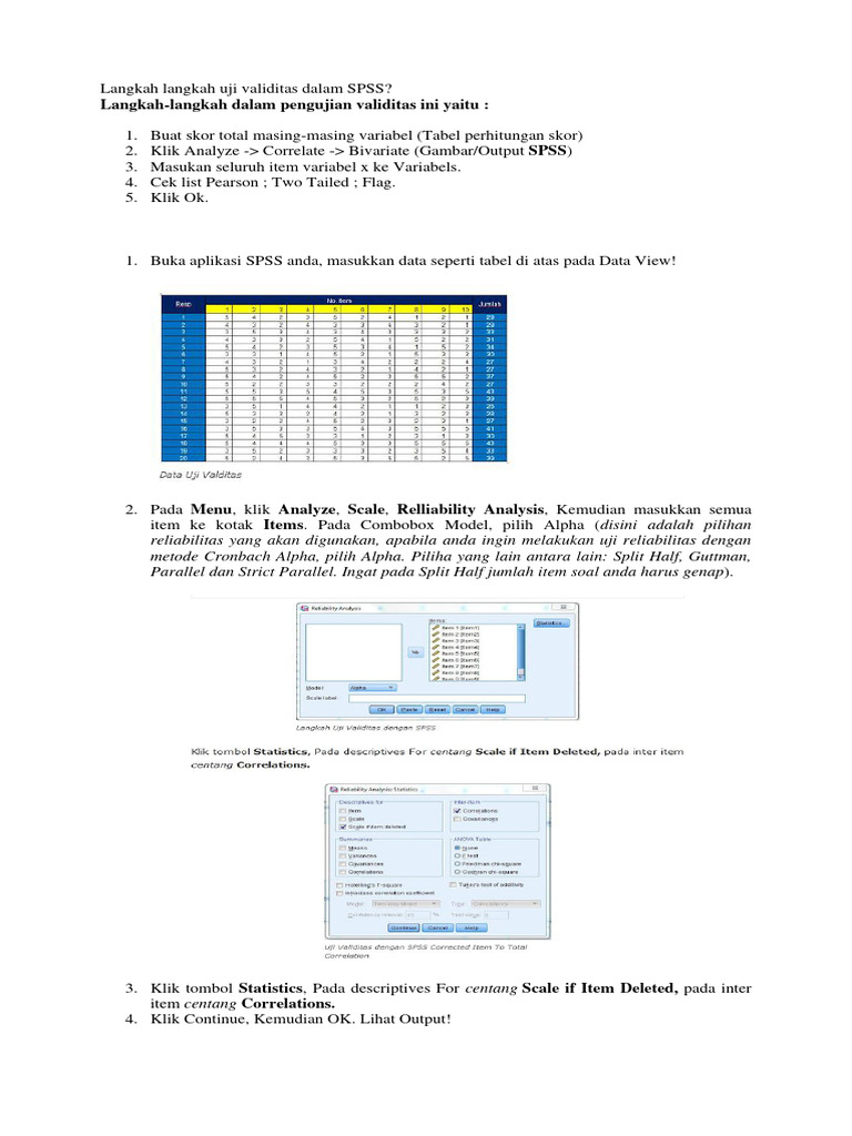 Langkah Langkah Uji Validitas Dalam SPSS | PDF | Metode & Bahan Ajar | Teknologi & Rekayasa