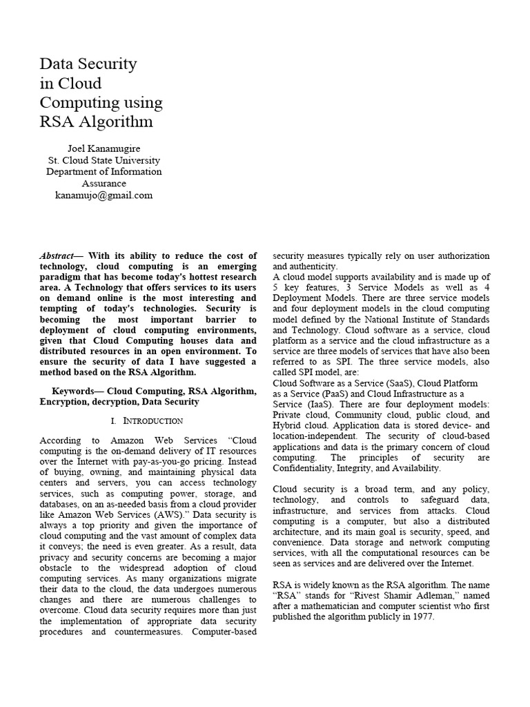 RSA Data Security | PDF | Cloud Computing | Encryption