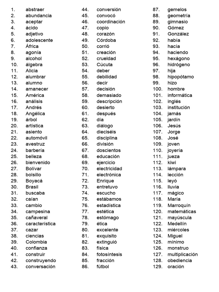 Lista de Palabras en Español | PDF | Ciencias sociales