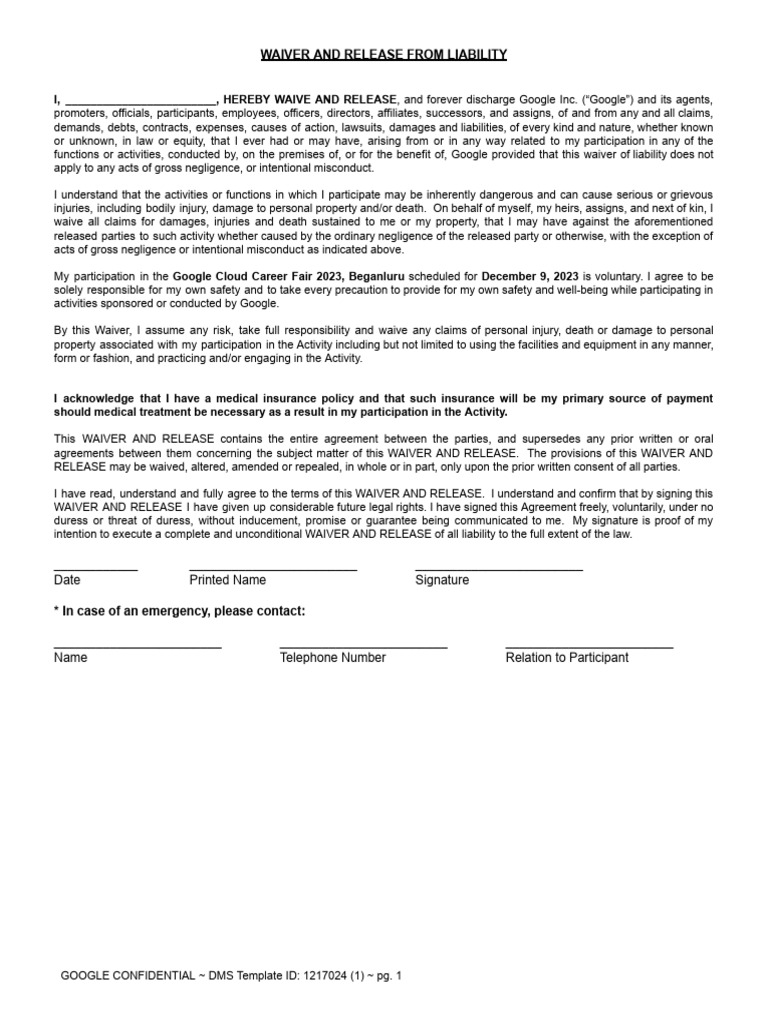 cf23 Damage Waiver | PDF | Legal Liability | Civil Law (Legal System)