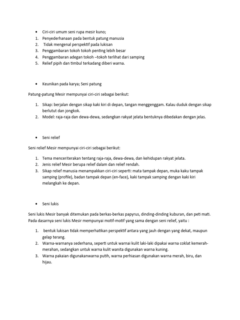 Ciri-Ciri Dan Pelopor Seni Rupa mesir-WPS Office | PDF