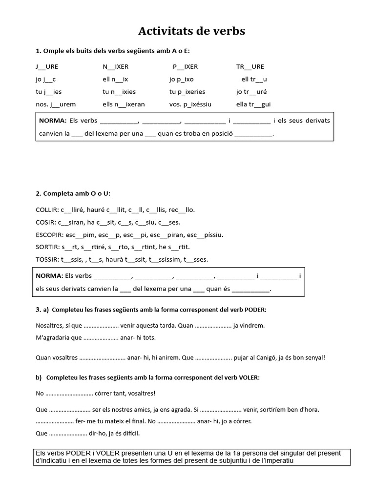 Verbs Activitats Pdf
