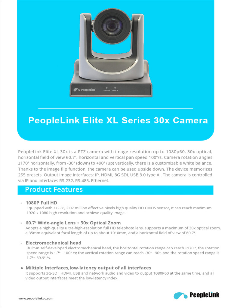 Elite XL Series 30x Camera | PDF | Video | Camera