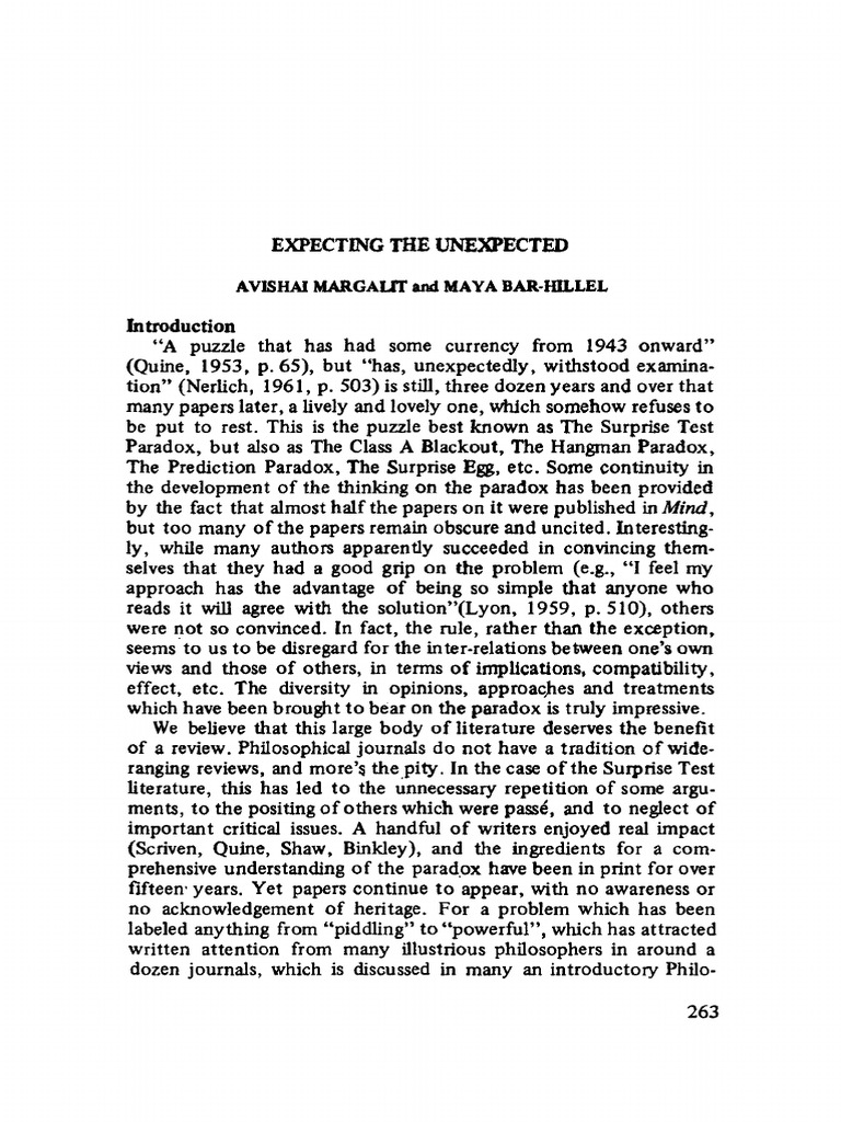Expecting The Unexpected | PDF | Paradox | Logic Expecting The Unexpected | PDF | Paradox | Logic