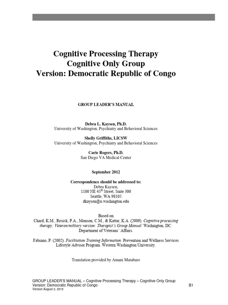 CPT - Group Version | PDF | Psychological Trauma | Feeling