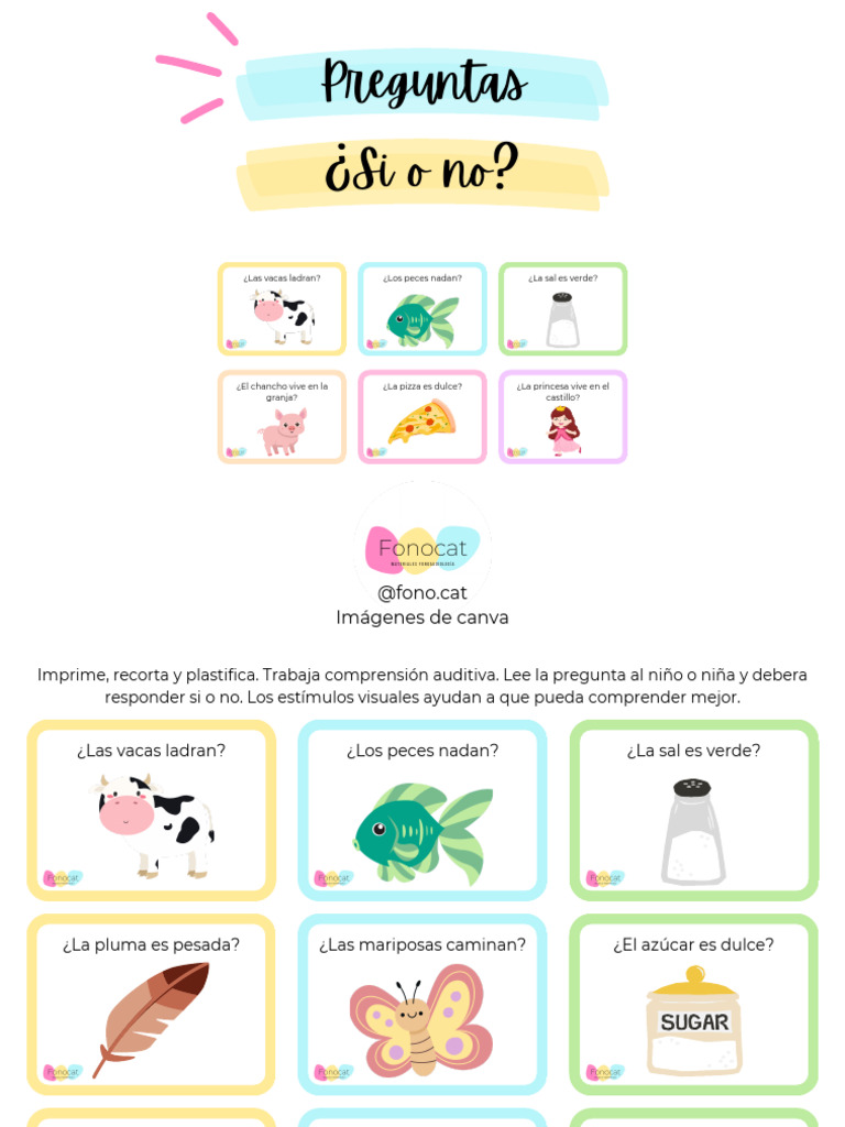Preguntas de Sí o No para Niños | PDF