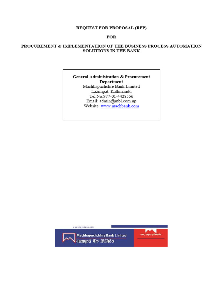 RFP For Installation of Business Process Automation | PDF | Request For ...