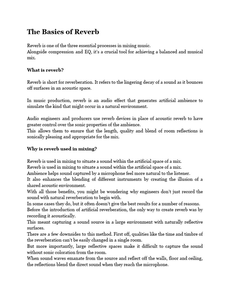 The Basics of Reverb | PDF | Qualia | Classical Mechanics