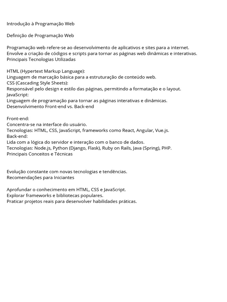 Introdução A Programação Web | PDF