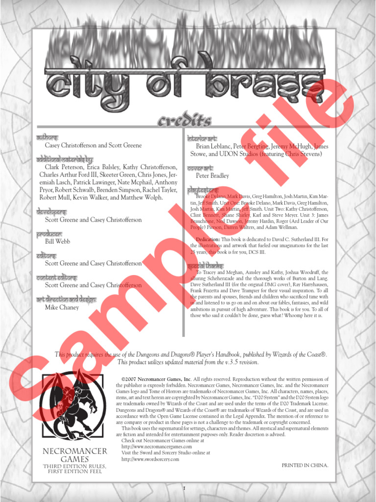 Sample | PDF | D20 System | Wizards Of The Coast