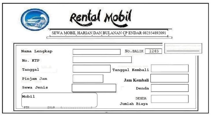 Contoh Kwitansi Rental Mobil | PDF