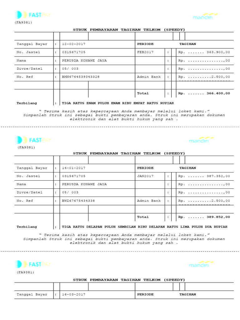 Struk Pembayaran Tagihan Telkom | PDF