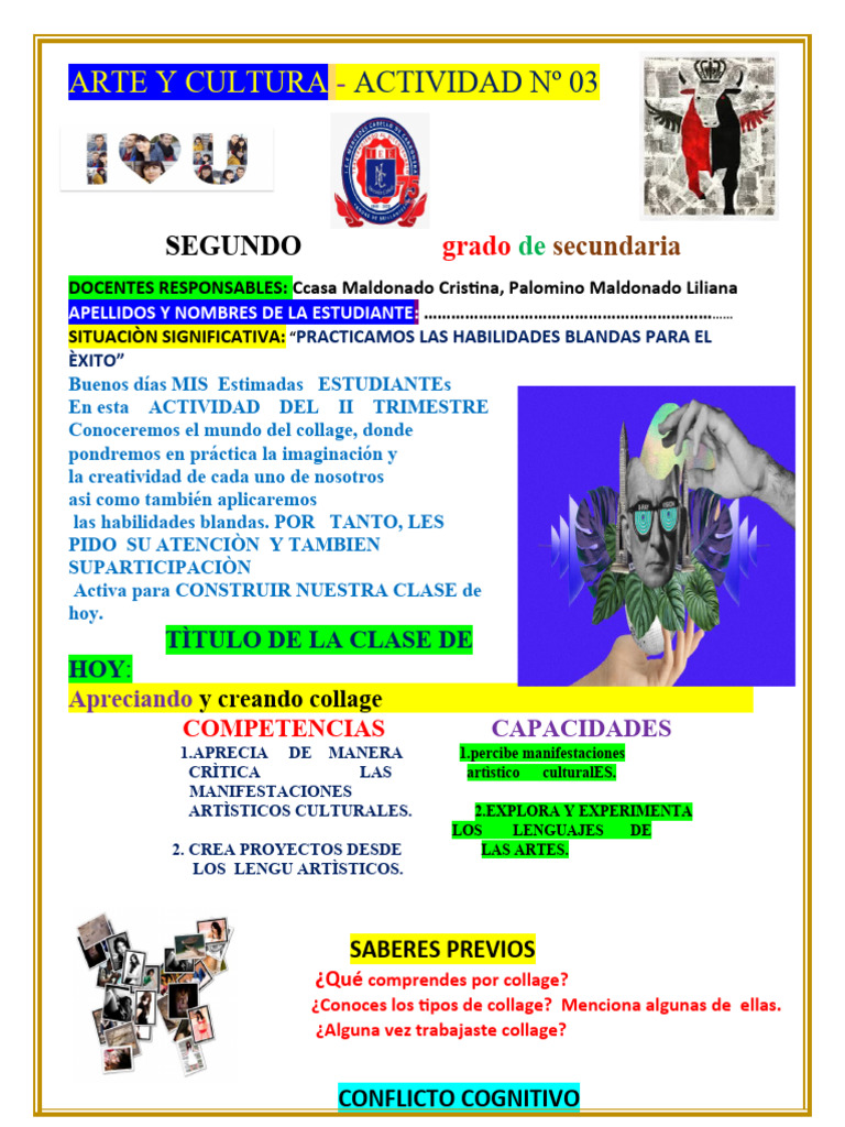 1ra ACTIVIDAD 2do Grado TRIMESTRE II-1 | PDF | Collage | Cubismo