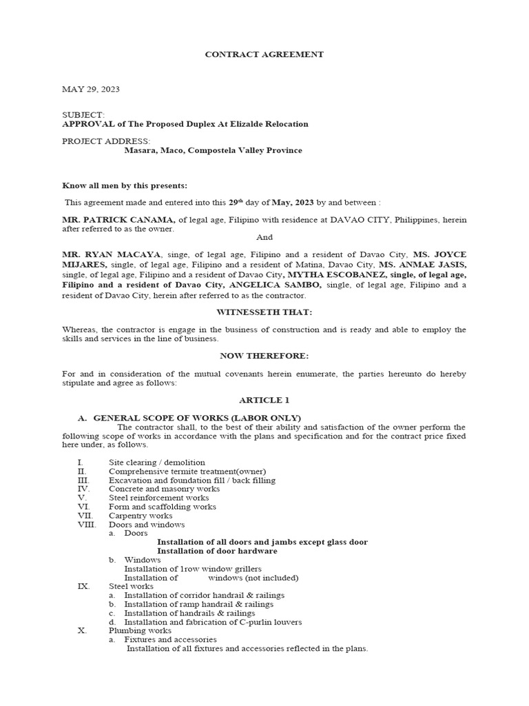 Draft Contract | PDF | Plumbing | Building Technology