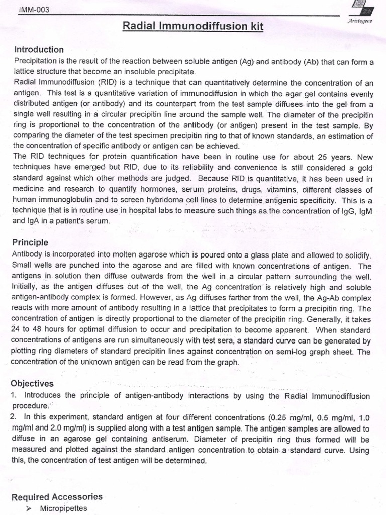 Radial Immunodiffusion | PDF