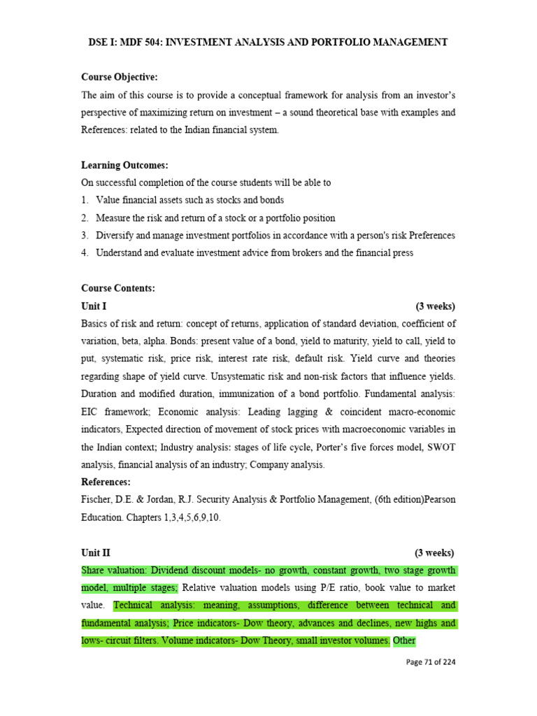 MDF 504 Investment Analysis and Portfolio Management 61017926 | PDF ...