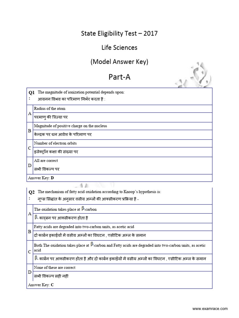 MP SET Life Science Solved Paper 2017 | PDF