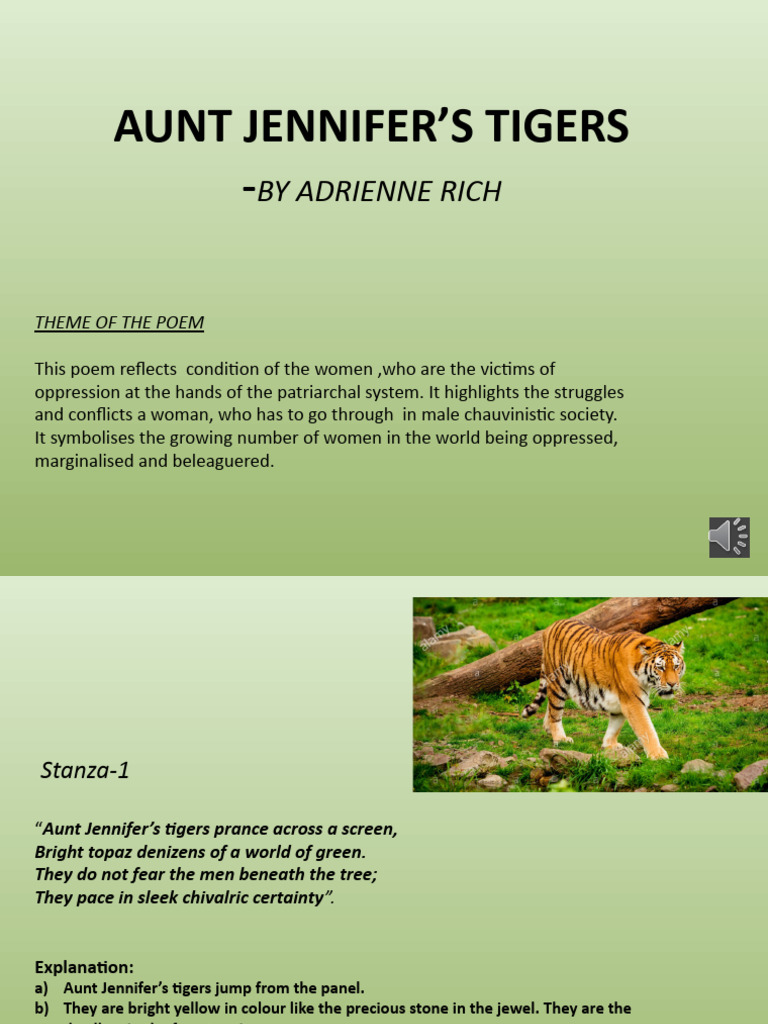 Aunt Jennifer's Tigers | PDF | Poetry | General Fiction