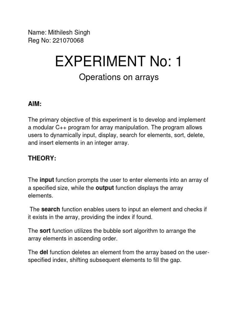 C++ Array Operations Guide | PDF | Time Complexity | Applied Mathematics