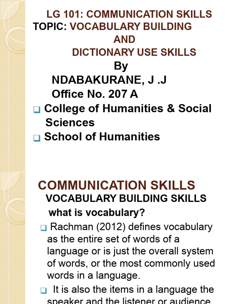 Vocabulary Building and Skills Guide | PDF | Lexicography | Dictionary
