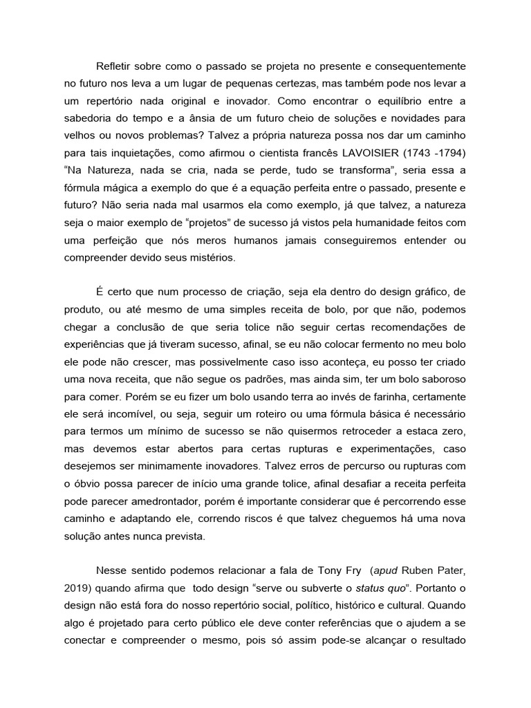 Design: Passado, Presente e Inovação | PDF