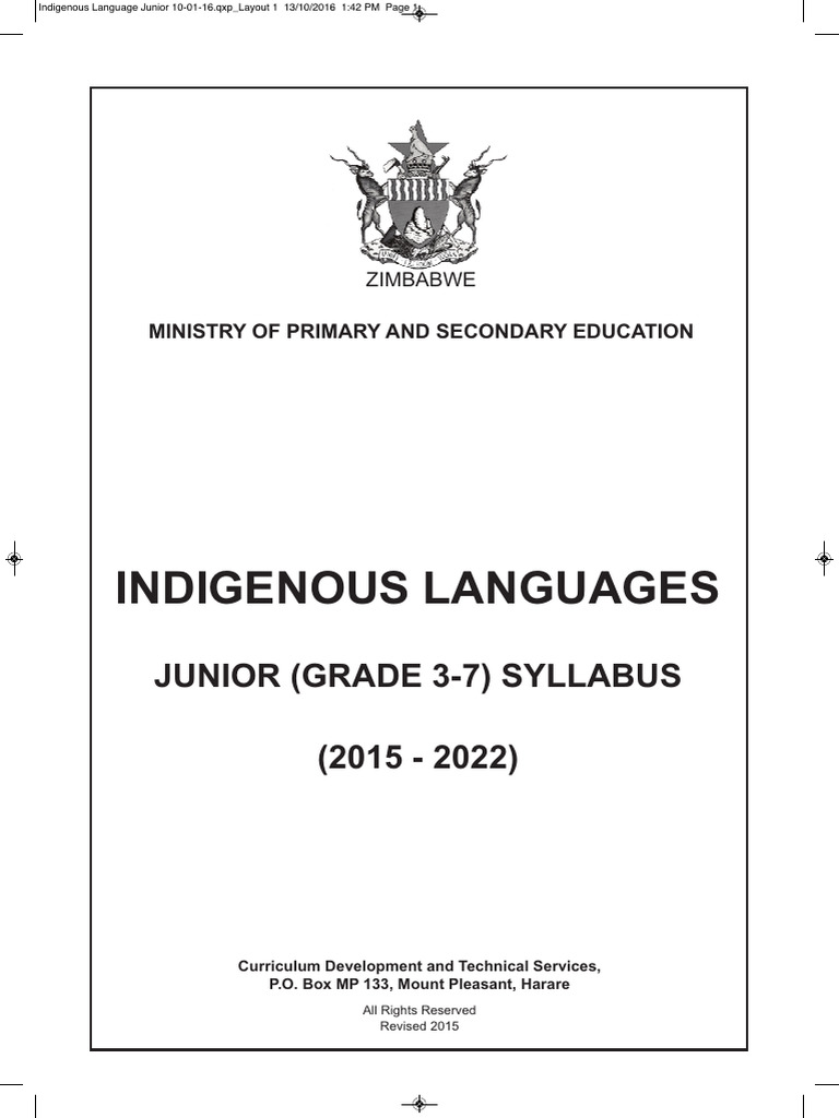 Indigenous Languages Syllabus Grades 3-7 | PDF | Educational Technology ...