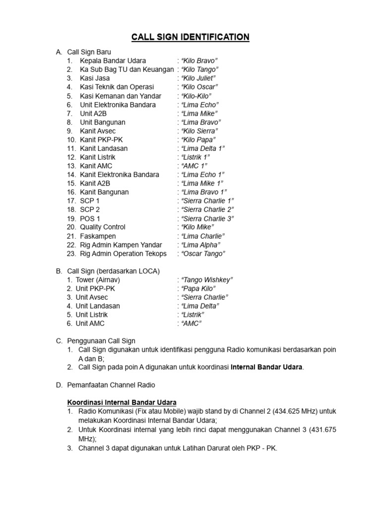 Call Sign Identification | PDF