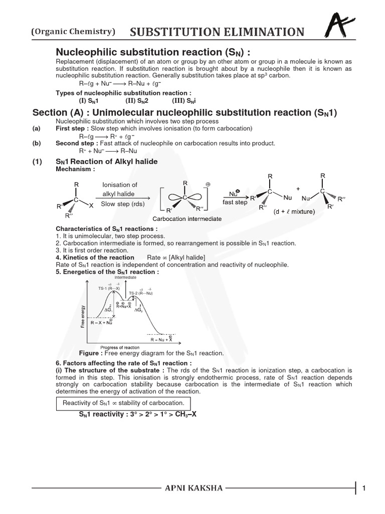 Theory - Substitution & Elimination Reaction | PDF | Chemical Reactions ...