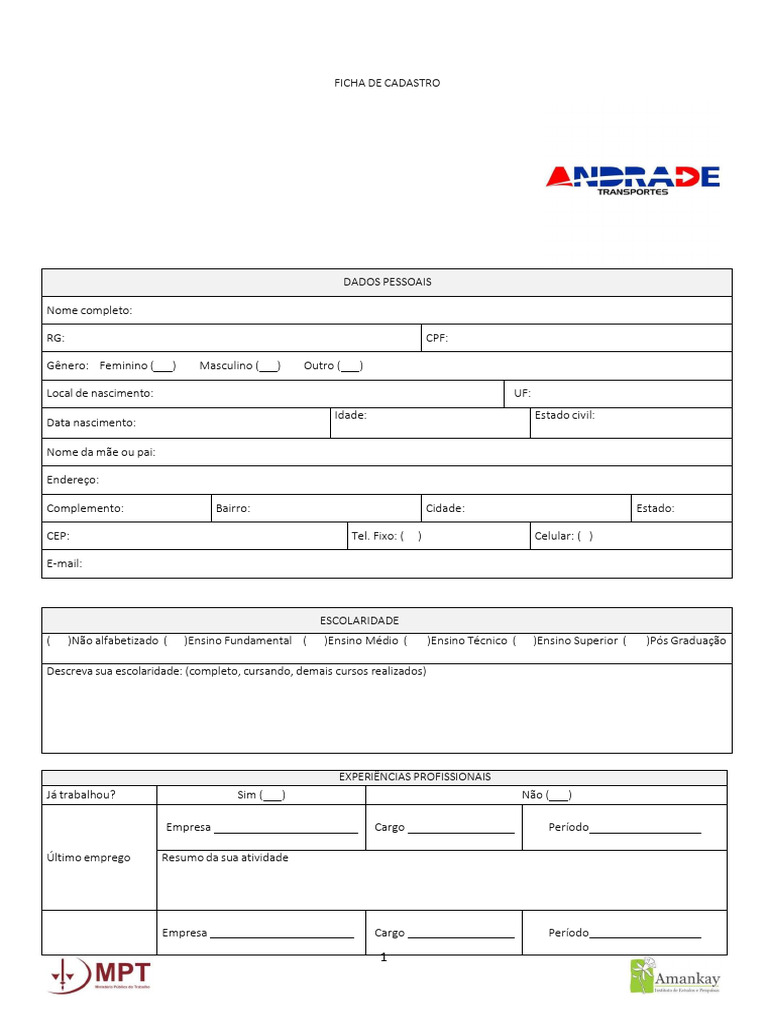Ficha de Cadastro | PDF