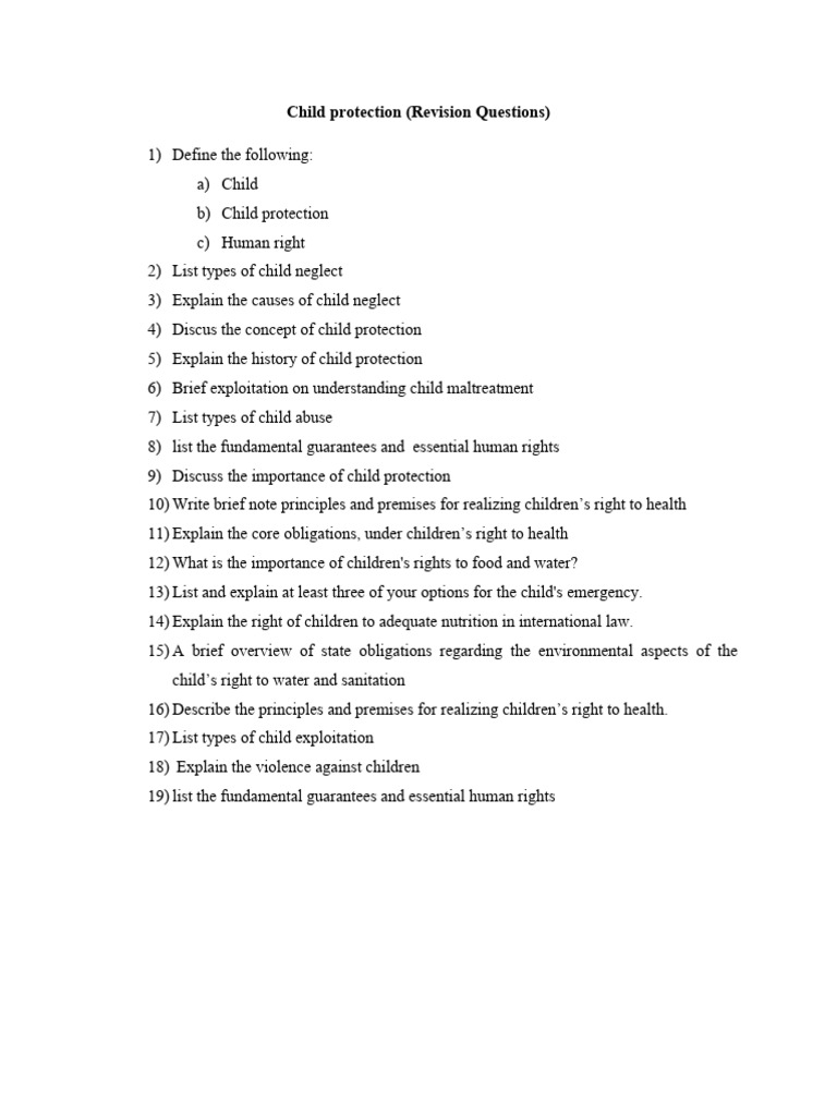 Child Protection (Revision) | PDF