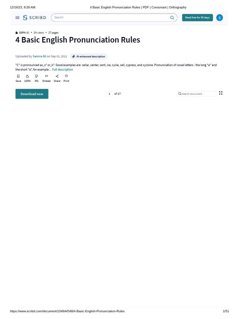 4 Basic English Pronunciation Rules - PDF - Consonant - Orthography ...