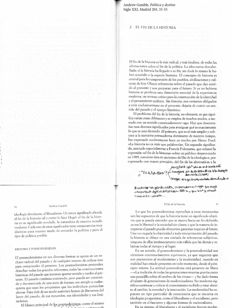 LECTURA 2003 El Fin de La Historia (Andrew Gamble) CAP LIBRO | PDF